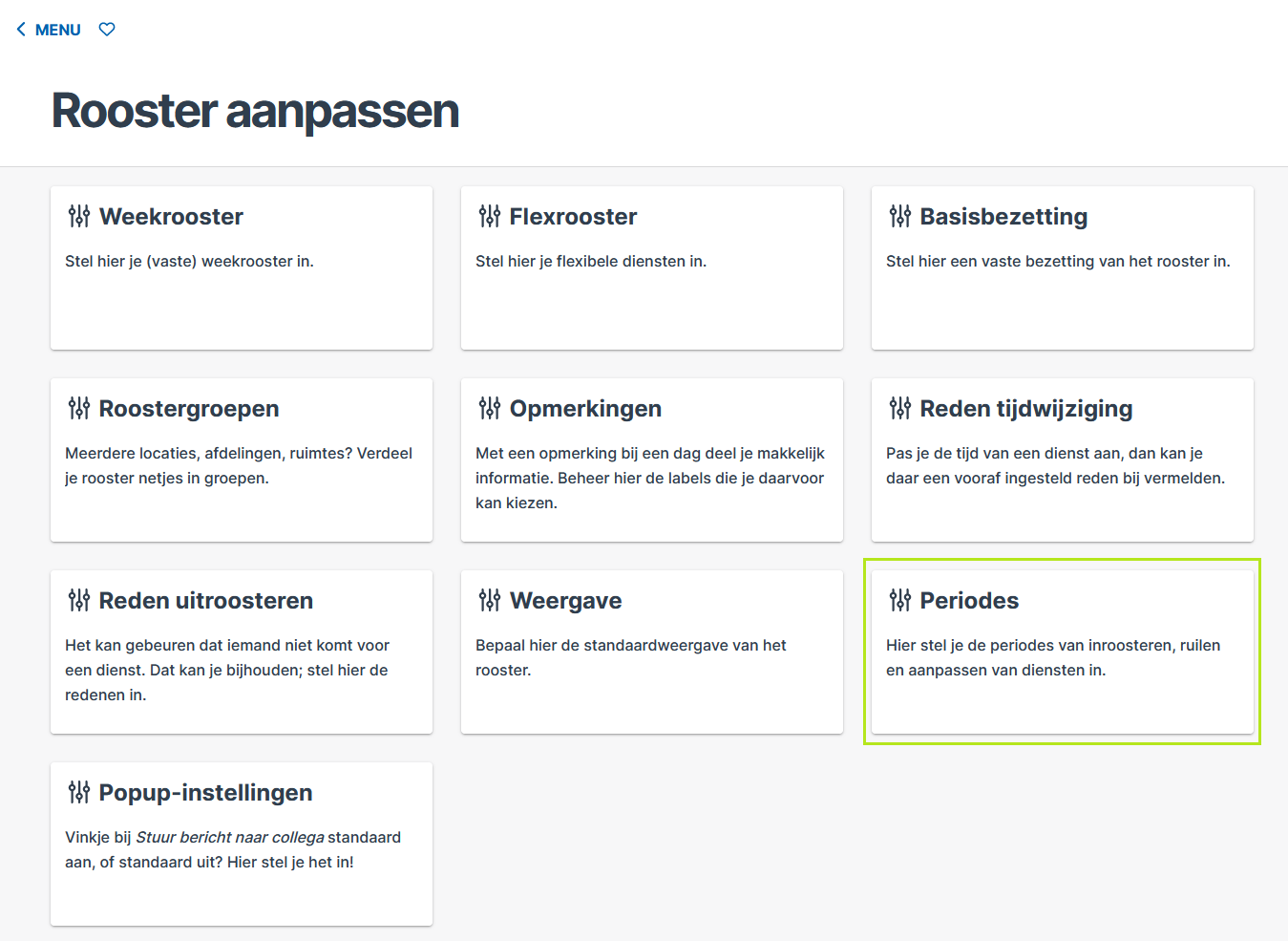 Terugkijk-periode instellen – Het Rooster Support