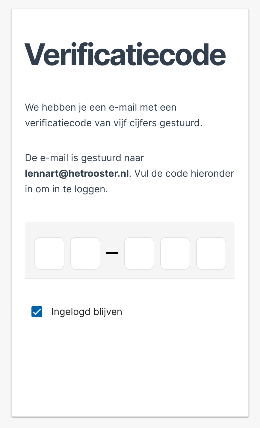 Hoe werkt inloggen met een eenmalige code? – Het Rooster Support